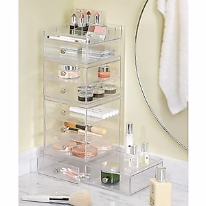 InterDesign Clarity Cosmetic Organizer for Vanity Cabinet to Hold Makeup, Beauty Products - 3 Drawer, Clear