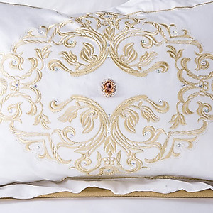 TBGFPO Gold Bedding Set Queen Size Sheet Set Cotton Embroidered Sheet and Duvet Set (Color : D, Size : 1.8 * 2.0m)
