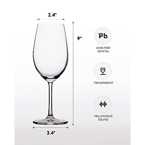 GIFORYA Wine Glasses Set of 2,16 OZ Crystal Clear Wine Glasses, Long Stem Red & White Wine Glasses for Daily Use or Birthday Gift, Lead-Free Premium Drinking Glassware