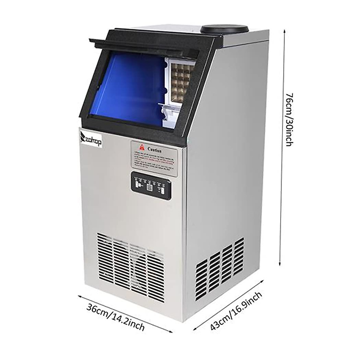 Zokop ZOKOP Commercial Ice Maker 110Lbs/24H, Stainless Steel Ice Machine with 24Lbs Ice Storage Capacity, Freestanding Under Counter ice Maker, Ideal for Home, Office, Restaurant, Bar, Coffee Shop