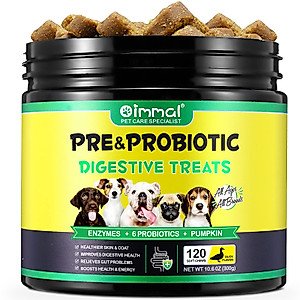 Probiotics Chews for Dogs - Pre & Probiotic Digestive Treats for Dog, Support Gut Health, Seasonal Allergies, Itchy Skin, Dog Supplement Soft Chews for Pet Immune System for Dogs - 120pc/Duck Flavor