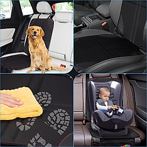 UMJWYJ Car seat Protector, 2Pack Car Seat Protectors for Child car seat - Large Particle Silica Gel Non-Slip Base Material + Waterproof 600D Fabric + 2 Storage Pockets