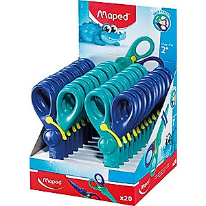 Maped KidiCut Spring-Assisted Plastic Safety Scissors, 4.75 Inch, Pack of 20, Assorted Colors (472112)