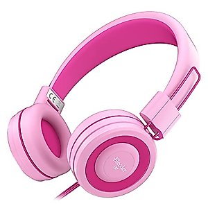 ELECDER i37 Kids Headphones Children Girls Boys Teens Foldable Adjustable On Ear Headphones 3.5mm Jack Compatible Cellphones Computer MP3/4 Kindle School Tablet Rose/Pink