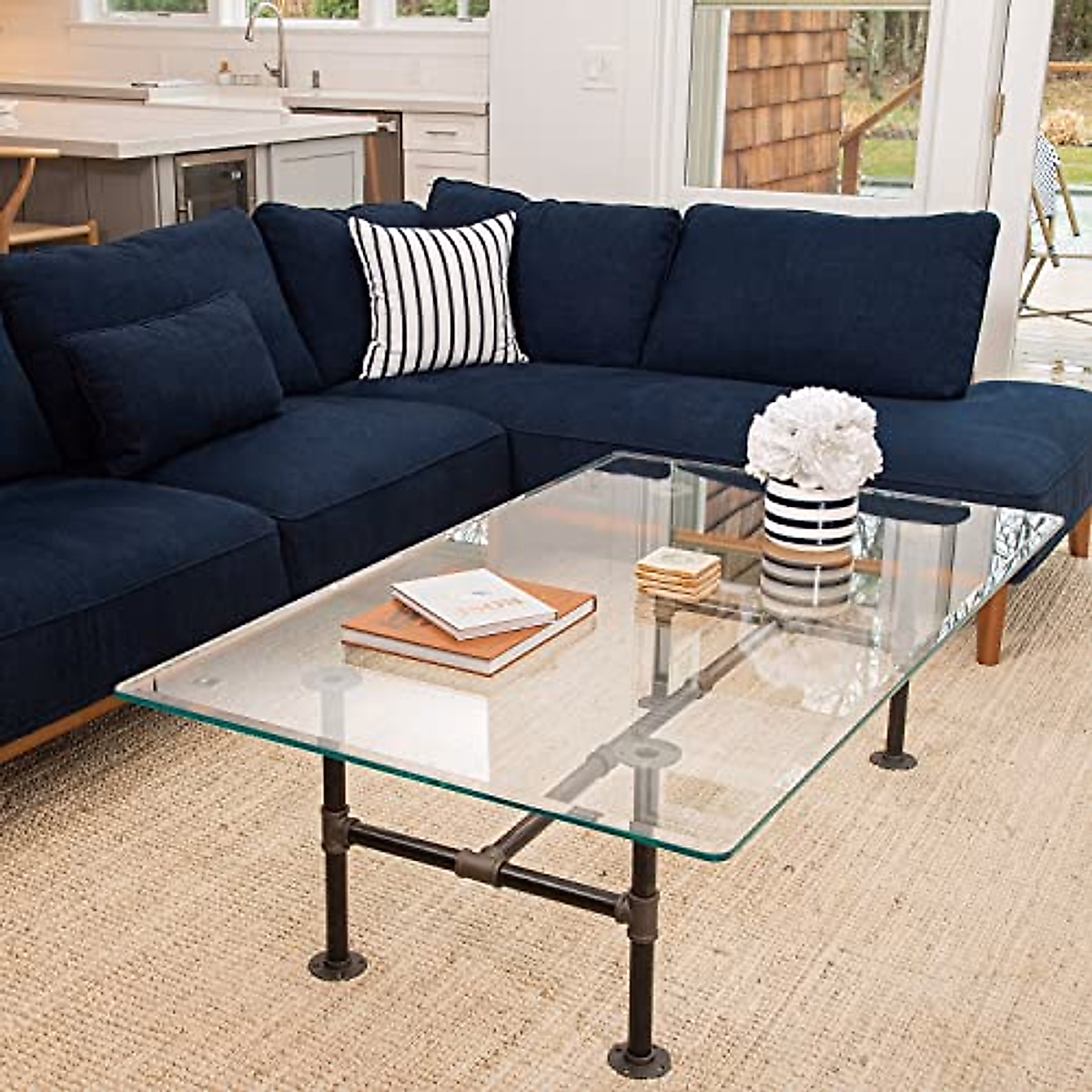 24" X 40" Rectangle Clear Glass Table Top 1/2" Thick with Flat Polished Edge and Touch Corners