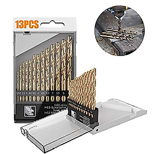 13 PCS Metric M35 Cobalt Steel Twist Drill Bit Set HSS Extremely Heat Resistant with Straight Shank to Cut Through Hard Metals Like A Hot Knife Through Butter,Such as Stainless Steel,Titanium Alloy