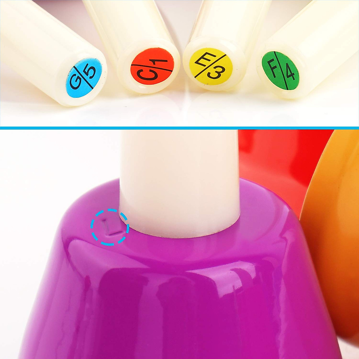 Handbells, Hand Bells Set 8 Note Musical Bells with Colorful Songbook for Toddlers Children Kids Adults School Church Classroom Wedding, by Vangoa