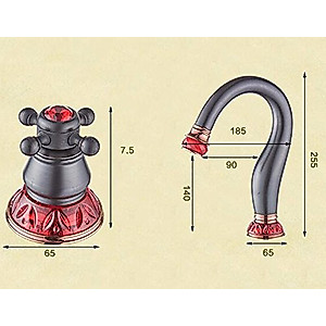 SJQKA-Faucet All copper, black bronze, three piece basin, hot and cold water faucet, double three hole platform, basin art head