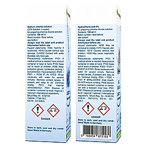 Biotraxx Classic Water Purification 1:1 Set, 1x 100ml Hydrochloric Acid 5%, 1x 100ml Sodium Solution. Made in Germany