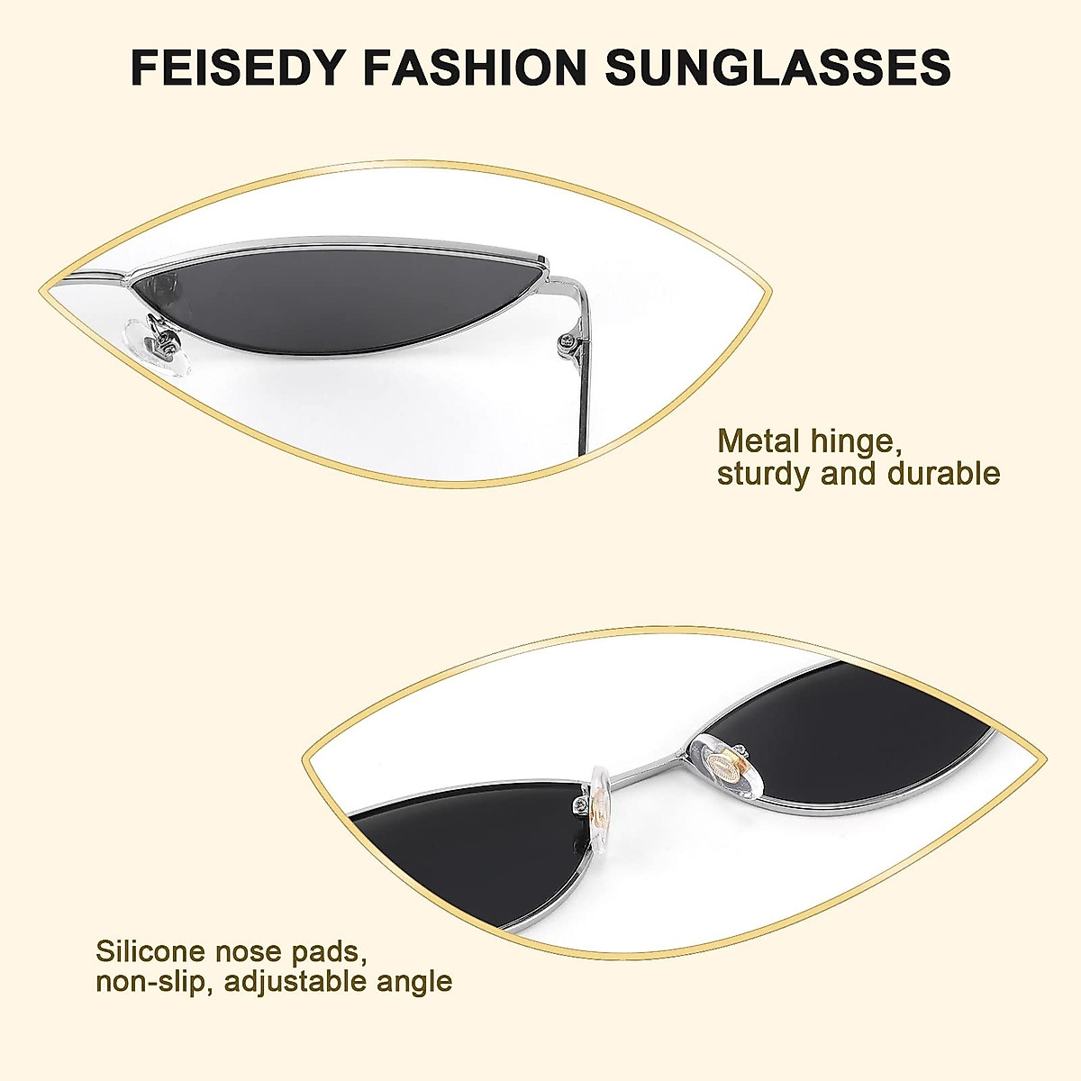 FEISEDY Fashion Designer Sunglasses Retro Small Petals Shape Arc Temple Design B2298