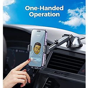 ADIUPUL Car Phone Holder Mount, Phone Mounts for Car 3 in 1 Universal Car Mount, Easy Clamp Hands Free Universal Fit for Dashboard Windshield Vent iPhone Samsung and More Phones