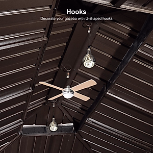 PURPLE LEAF Hardtop Gazebo 10' X 12' Metal Roof with Netting and Curtains Hard Top Backyard Patio Gazebos Permanent Canopy Deck Garden Hot Tub Outdoor Pavilion