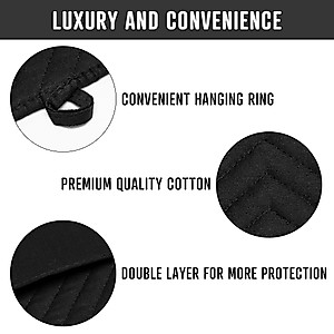 R HORSE 4Pcs Oven Mitts Pot Holders Set for Kitchen, Cotton Lining Heat Resistant Oven Gloves Black Kitchen Mittens Hot Pads Pot Holder with Pocket & Hanging Loop Trivets for Cooking Baking Grilling