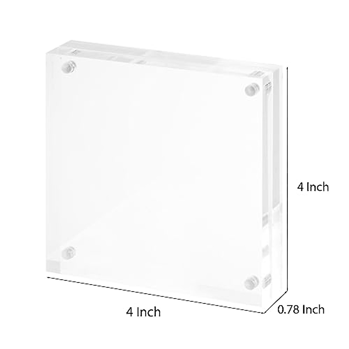 Fixwal Acrylic Picture Frame, 4x4, Set of 3, Magnetic Photo Frame, Wedding Table Numbers, 10mm Clear Glass Frame, Frameless Photo Frame