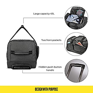 Solo New York Leroy Carry-On Wheeled Duffle Bag, 49L Capacity, Grey, 22 Inch