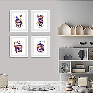 Dignovel Studios Unframed (Set of 4) 8X10 Funny Bathroom Signs Bathroom Rules Watercolor Wall Art Prints dnc21