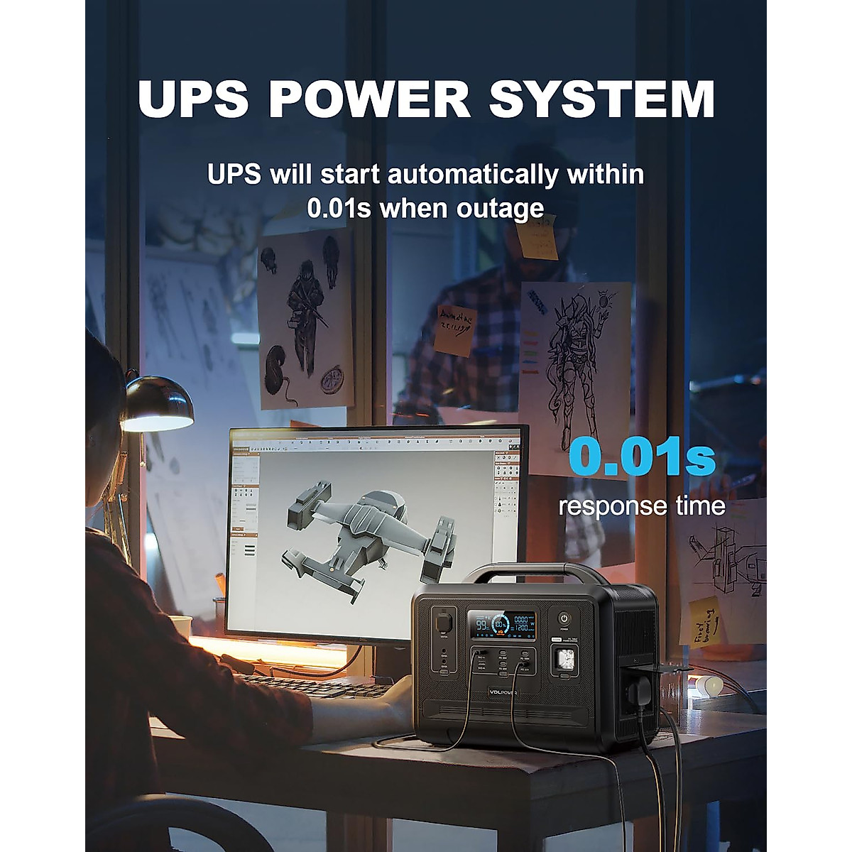 VDL Portable Power Station 1200W/960Wh Solar Generator, HS1200 LiFePO4 Battery Generator 3500 Cycles Fully Charged 1.5 Hours, 4x110V Pure Sine Wave AC Outlet for UPS, Outdoor, Camping, RV, Emergency