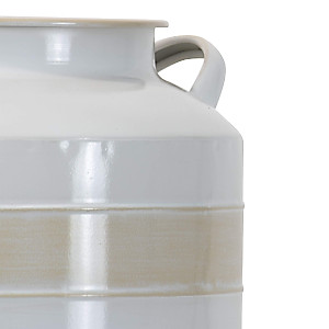 Foreside Home and Garden Antique White Large Metal Milk Jug Decorative Vase