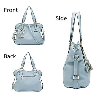 Purses And Wallets Set For Women Tote Satchel Handbags Large Hobo Bag Purse With Wallet 3PCS Skyblue