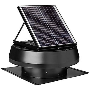 iLIVING HYBRID Ready Smart Thermostat Solar Roof Attic Exhaust Fan, 14", 1750 CFM, 2500 Coverage Area, Black