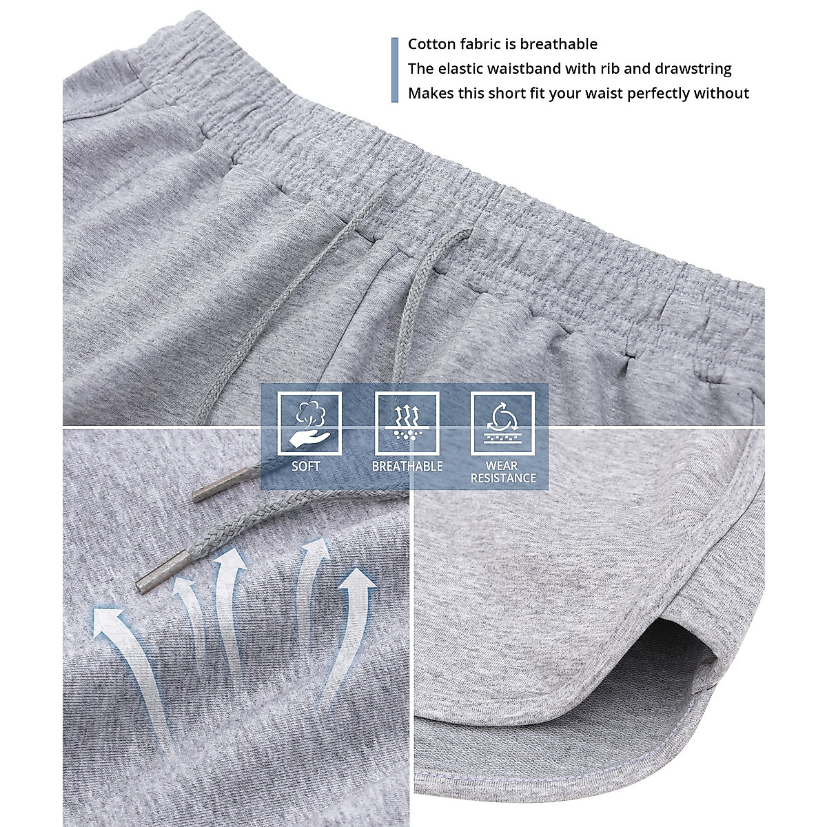 HBY 2 Pack Cotton Yoga Short Women Summer Casual Running Gym Sports Waistband Shorts, M Black/Grey