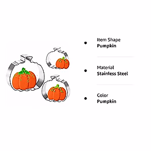 Pumpkin Cookie Cutters Set, 4", 3.22", 2" Large Fall Halloween Thanksgiving Cookie Cutters for Harvest Holiday Decoration Party Supplies