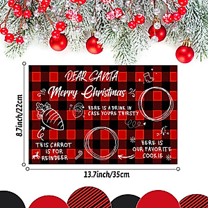 Dear Santa Placemat Buffalo Plaid Placemat Christmas Place Mat Decorations Santa Cookie Plate Xmas Eve Treat Board Wooden Tray Plate Santa Message Christmas Plate Mat for Kids (Black and Red Plaids)