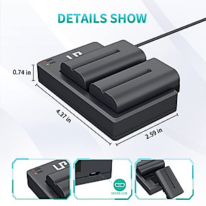 LP NP-F550 Battery Charger Pack, 2-Pack 2900mAh Battery & Dual Slot Charger, Compatible with Sony NP F970, F960, F770, F750, F570, F550, F530, F330, CCD-SC55, TR910, TR917, CN160, CN-216 LED & More