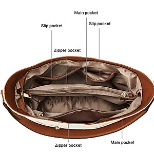 BOSTANTEN Women Leather Handbag Designer Large Hobo Purses Shoulder Bags Bundled with Genuine Leather Large Capacity Wristlet Clutch Purse Credit Card Holder with RFID Blocking Beige-Brown