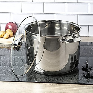 Ecolution Stainless Steel Stock Pot with Encapsulated Bottom Matching Tempered Glass Steam Vented Lids, Made Without PFOA, Dishwasher Safe, 12-Quart, Silver