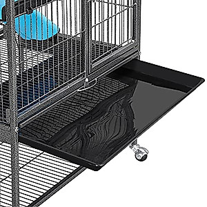 Yaheetech Metal Rolling Critter Nation Cage for Adult Rats/Ferrets/Chinchillas Small Animal Cage w/Removable Ramp & Platform Black