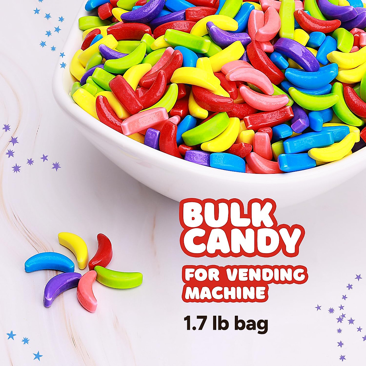 Bananas Runts Candy - 1200 psc 1.7 lb Hard Candy Bulk Gumball Machine Refills - Banana Candy for Cake Decorations Goody Bags Party Favors - Crazy Bananas Assorted Easter Basket Stuffers Pinata Candy