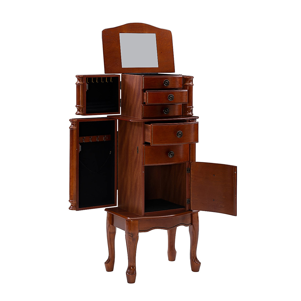 Powell Classic Cherry Jewelry Armoire, 16.5 x 40.25 x 11.88