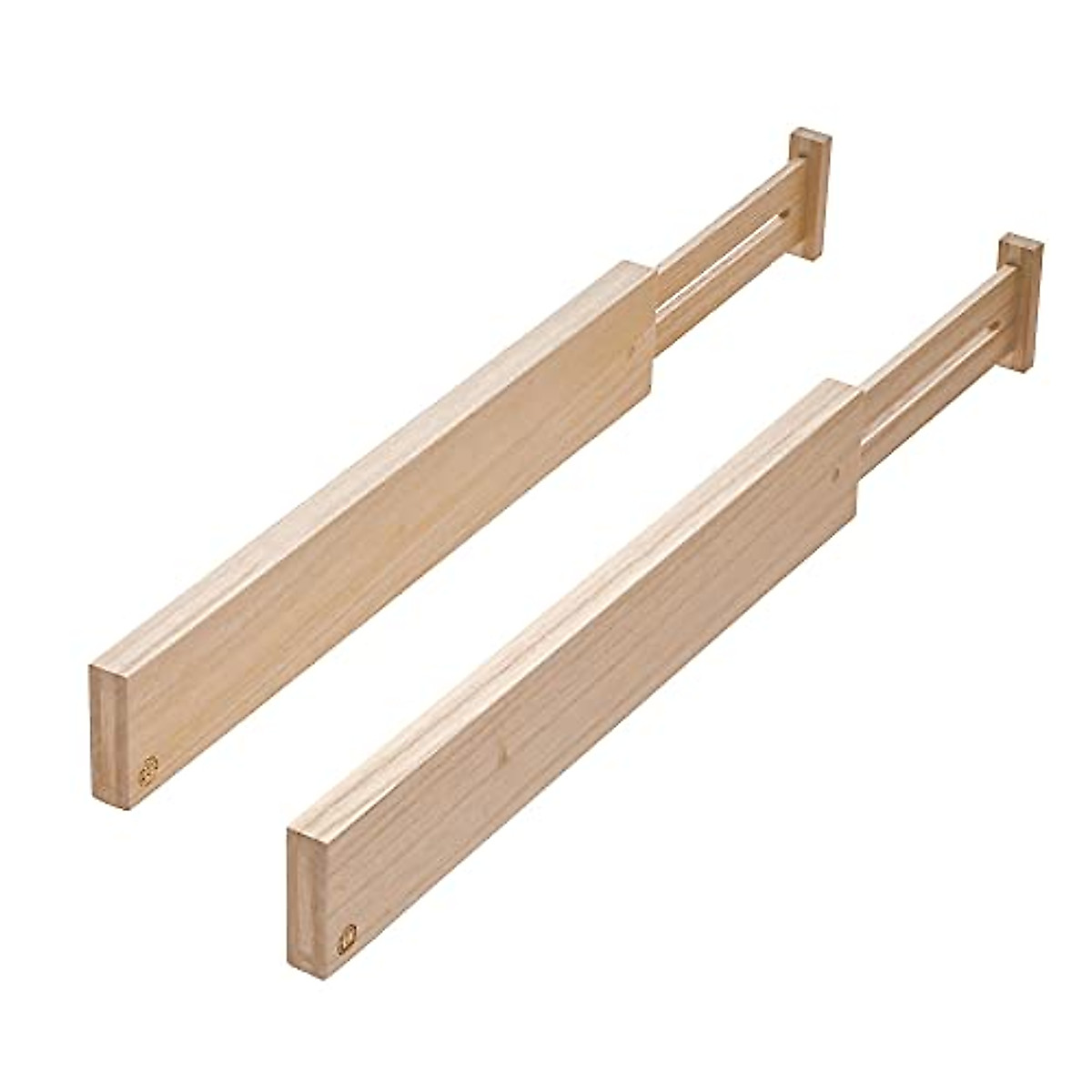iDesign Renewable Paulownia Wood Collection Expandable Drawer Divider Inserts, 2.5" x 17"-22", Set of 2, Natural
