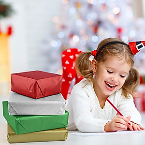 PLULON 60 Sheets Christmas Gift Wrapping Tissue Paper Birthday, Tissue Paper for Home, Kitchen, DIY Crafts, Wrapping Accessory (Red, Green, Silver, Golden)