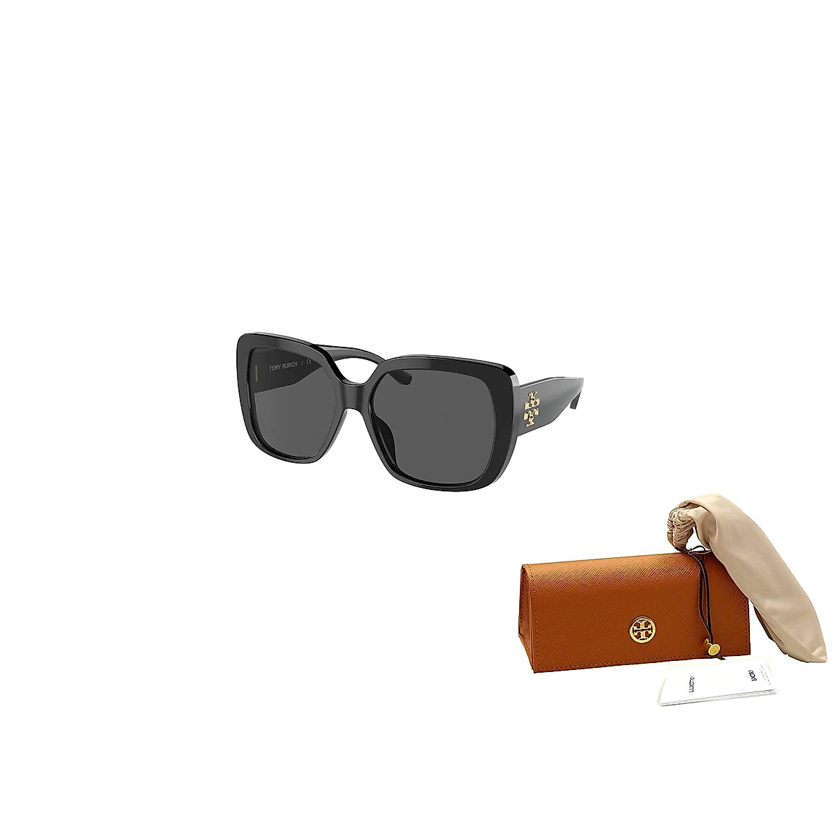 Tory Burch TY7112UM 17098G 57MM Black/Solid Grey Square Sunglasses for Women + BUNDLE With Designer iWear Eyewear Kit