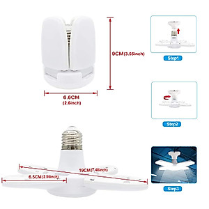 Stayofa 4 Pack LED Garage Light 40W,Mini Deformable Led Garage Ceiling Lights E26 6500K Daylight Garage Lights Adjustable Led Garage Light Bulb for Garage,Workshop,Workbench,Barn,Warehouse,Full Area