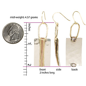 SPUNKYsoul Boho Earring (Rectangle Silver With Gold Accent)