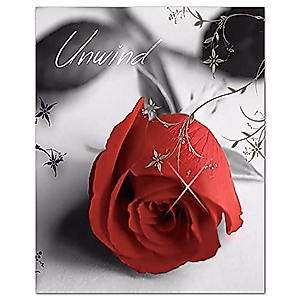 NOROUOV Modern Red Rose Flowers on Gray Books Wall Art Paintings Set of 4 (8X10” Canvas Picture) Relax Breathe Wash Unwind for Bathroom Bedroom Living Room Home Decor No Frame