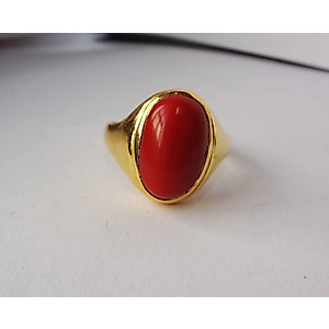 Red Coral/Munga Moonga Panchdhatu(Cooper) Adjustable Rashi Ratan Astrological Ring Unisex Gift For Her BY JEWELLERYHUB (12.00 Carat)