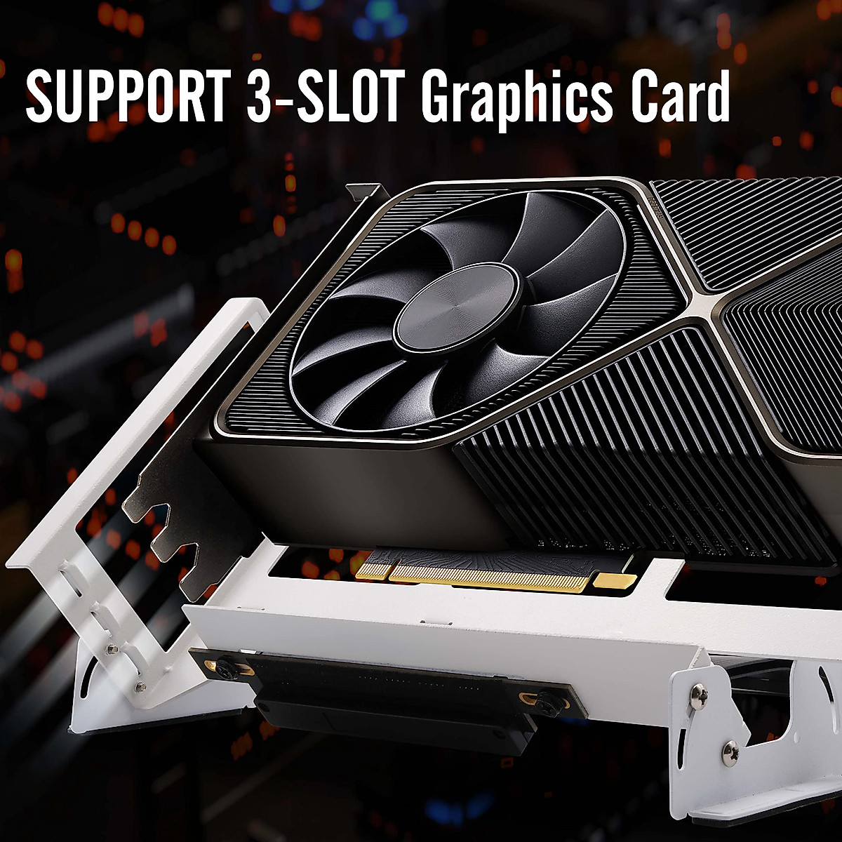 EZDIY-FAB PCIe 4.0 GPU Mount Bracket Graphic Card Holder Multi-Angle Adjustment, Video Card VGA Support Kit with PCIe 4.0 X16 Gen4 17cm/6.69in Riser Cable - White