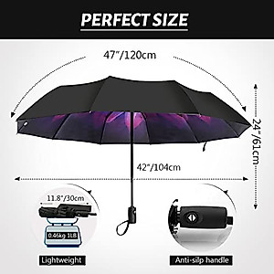 LLanxiry Umbrella Windproof Travel Umbrellas for Rain Black Folding Umbrellas 10 RIBS Automatic Strong Portable Wind Resistant Backpack Umbrella for Men and Women (Orchid)