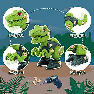 Bottleboom Dinosaur Toys, Take Apart Toys with Electric Drill,STEM Building Learning Set Toy for Kids 3 4 5 6 7 Years Old Boys Girls Easter Christmas Birthday Gifts