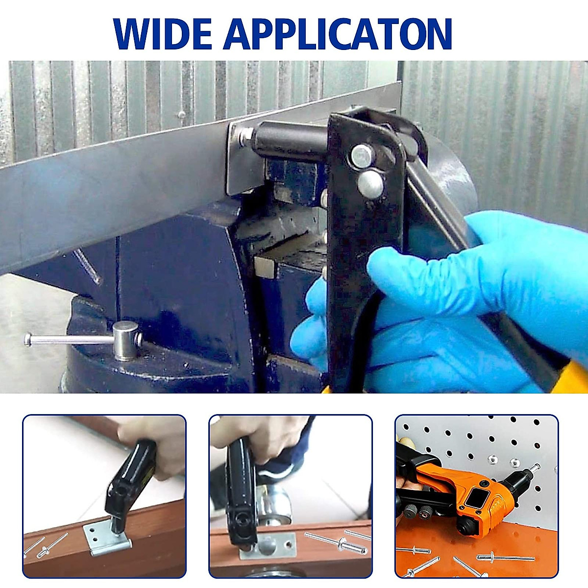 386pcs 8 Sizes Aluminum Blind Rivets, Pop Rivets Assortment Kit (1/8'' x 1/4'', 1/8'' x 5/16'', 1/8'' x 3/8'', 1/8'' x 1/2'', 3/16'' x 5/16'', 3/16'' x 3/8'', 3/16'' x 1/2'', 3/16'' x 5/8'')