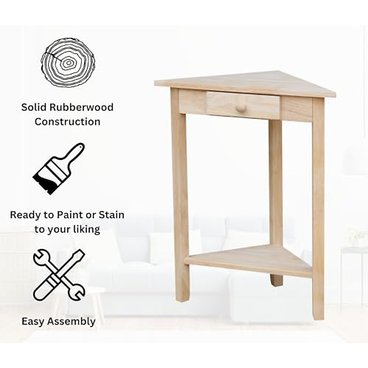 International Concepts Corner Accent Table, Unfinished