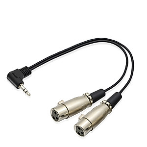 PNGKNYOCN 3.5mm to Dual XLR Y Splitter Cable 90 Degree 1/8" TRS Stereo to 2 XLR Female Microphone Cable for Professional Audio Equipment Such as Microphones, Recorders, etc.(30cm)