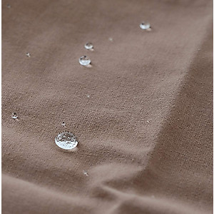 FADUOFA Cotton Linen Apron Japanese Style Waterproof Aprons With Pockets for Kitchen Cafe Flower Shop Smock (Light Brown)