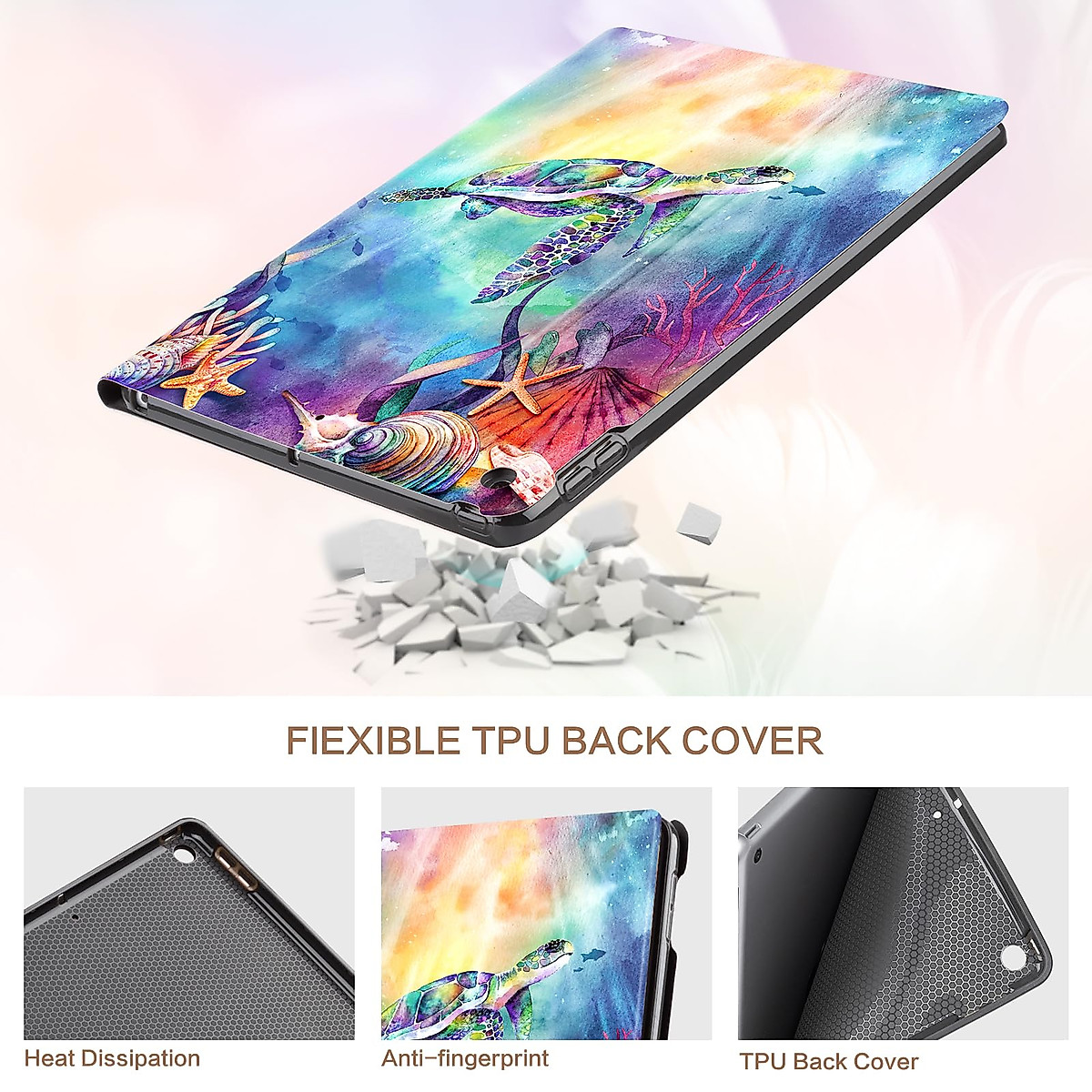 Lokigo New iPad 10.2 Case for iPad 9th Generation Case/iPad 8th Gen/iPad 7th Gen 10.2 Inch iPadCase for Kids Multi-Angles Viewing iPad Cover 9th Generation Case,Turtle