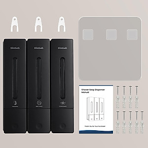 Shampoo and Conditioner Dispenser Shower Soap Dispenser Shower Dispenser 3 Chamber No Drill Shampoo Dispenser for Shower Wall, Body Wash Dispenser Wall Mounted for Bathroom Hotel,1200ML,Black