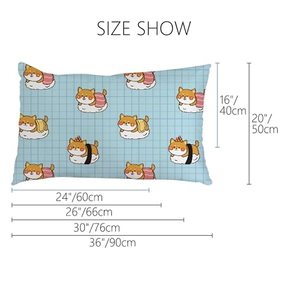 Pillowcase Set of 2 Cute Dog Striped Blue Animal Pillow Cover Pillow Sham for Long Pillow Standard Size 20X26 Inch